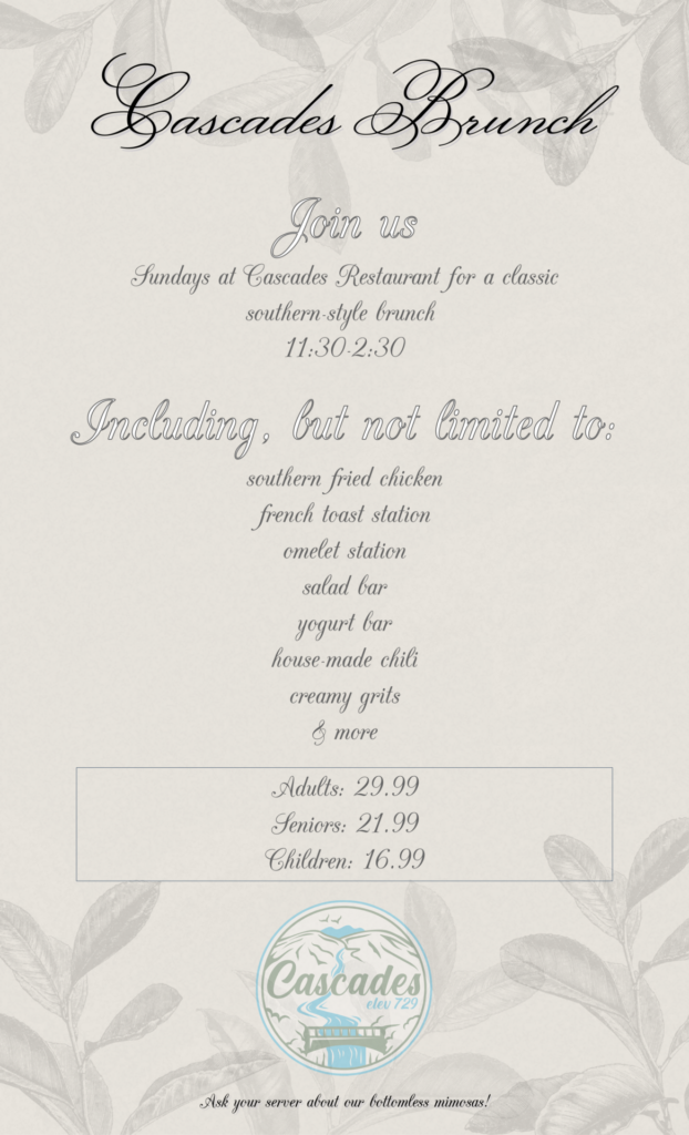 Sunday Brunch at Cascades - Amicalola Falls State Park & Lodge ...